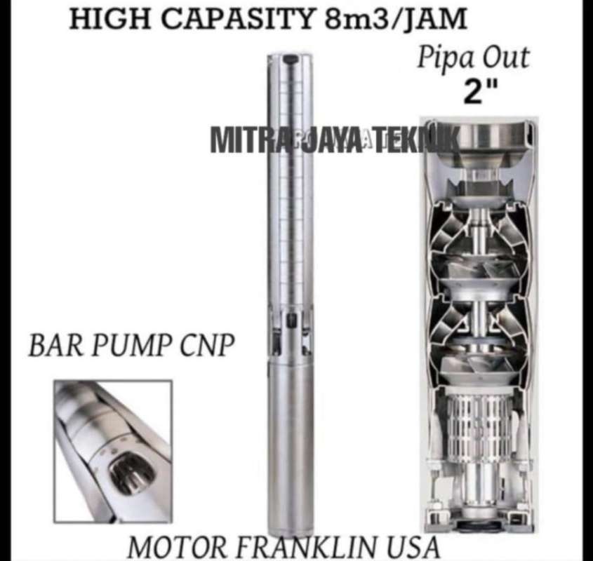 Jual Pompa Submersible CNP SJ8-37 Motor Franklin 5,5kw 7,5Hp 380V di Seller Mitra Jaya Teknik ...