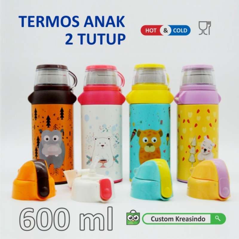 Promo TERJAMIN Termos Tumbler Botol Minum Stainless Vacuum Anak Karakter Animal 600ml Diskon 1% ...