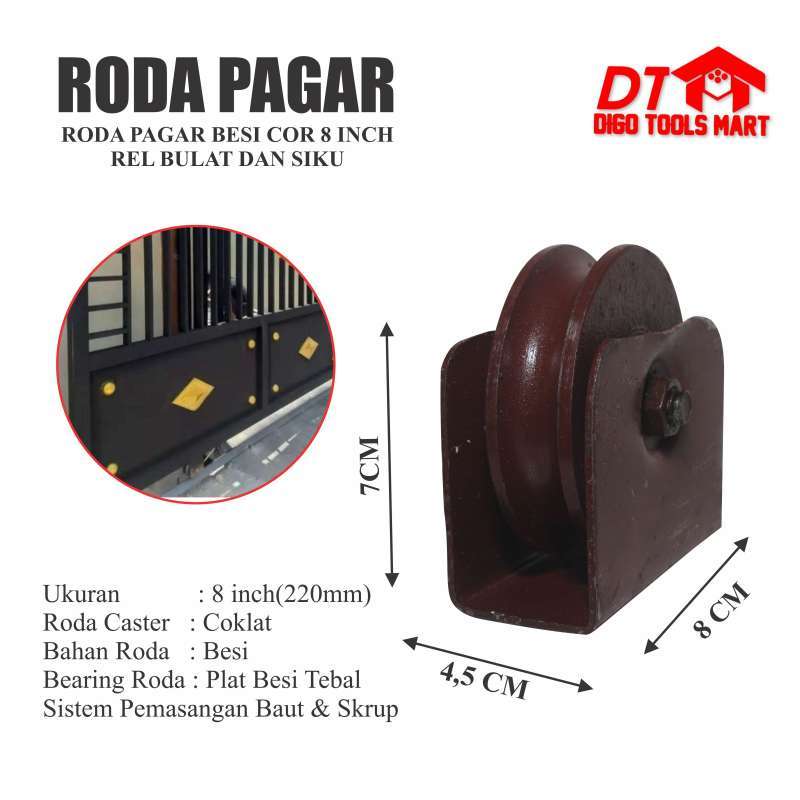 Jual Roda Pagar Besi Cor 8 Inci Rel Siku Dan Rel Bulat di Seller Digo ...