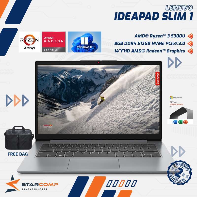 Jual LENOVO Ideapad Slim 1 14 Ryzen 3 5300U 8GB 512GB SSD W11+OHS 14FHD ...
