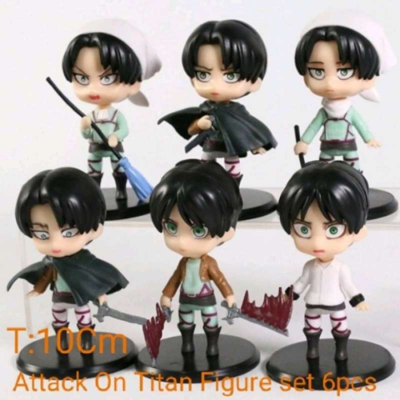Jual Attack On Titan Aren Yeager Levi Ackerman Figure set 6pcs di ...