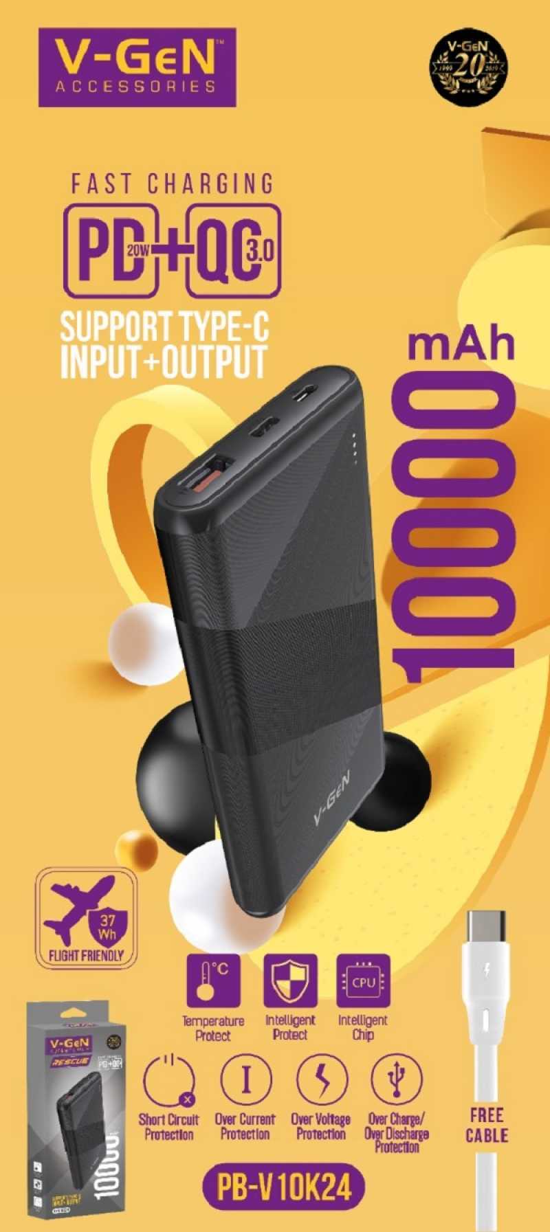 Jual Powerbank V-GeN Rescue V10K24 10000mAh Fast Charging QC PD 20W ...