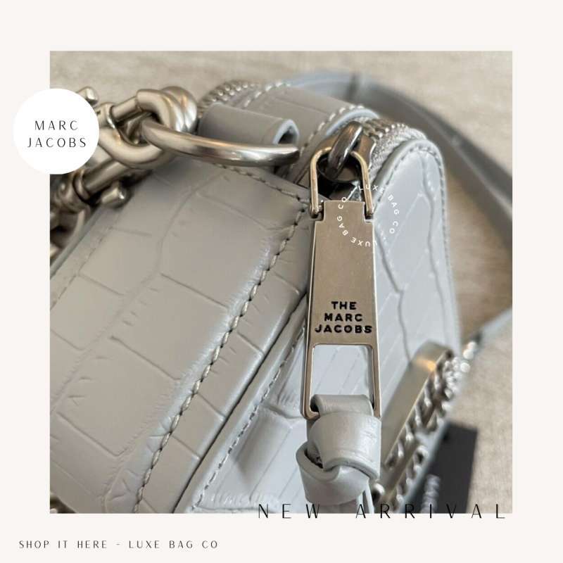Jual Marc Jacobs The Croco Embossed Snapshot Crossbody Bag In Grey 100% ...