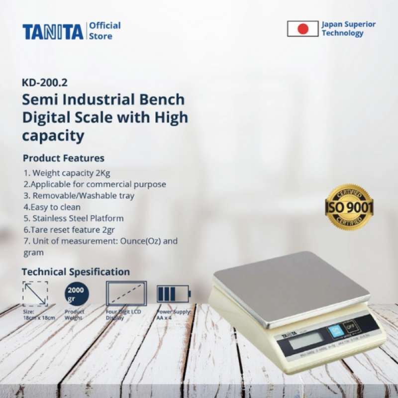 Jual Tanita KD-200.2 Timbangan Dapur Digital [Kitchen Scale 2 Kg/ 2g ...