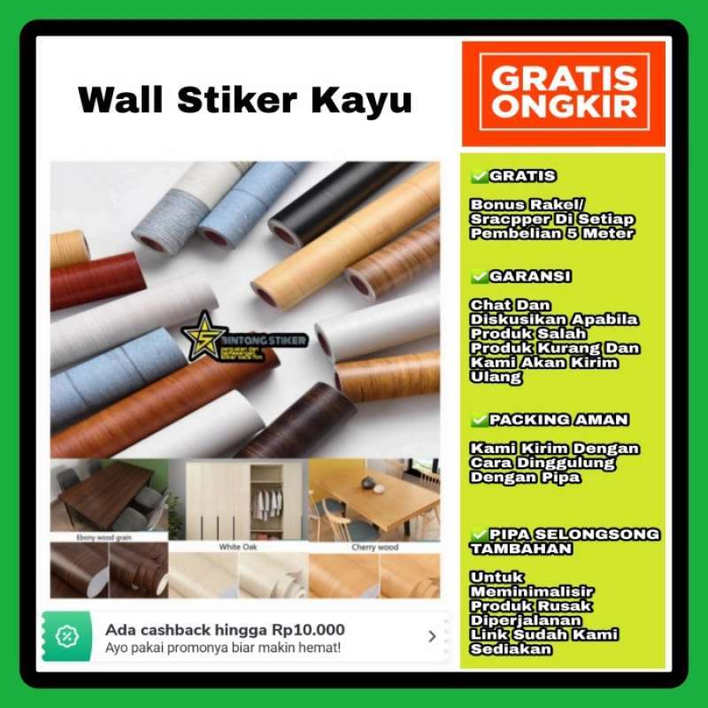 Promo Wallpaper Sticker Dinding Kayu Stiker Meja Triplek Diskon 5% Di ...