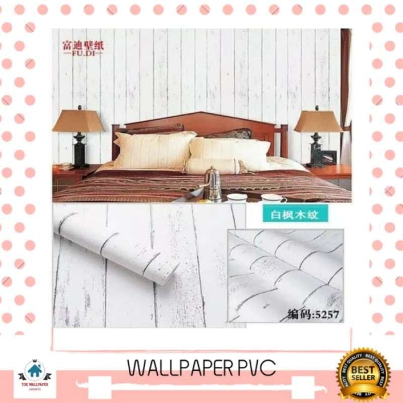 Promo Wallpaper Sticker Papan Kayu Putih Serat Ukuran 45cm X 10m Diskon