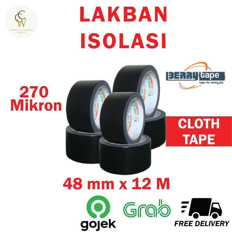 Jual Isolasi Lakban Hitam Cloth Tape Super Rekat 48mm / 2 Inch 12 Meter ...