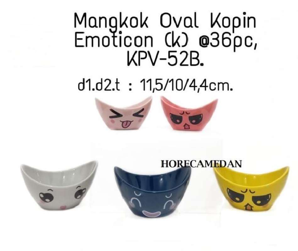 Jual Mangkok Oval Emoticon Keramik Porselin Karakter Unik & Lucu di ...