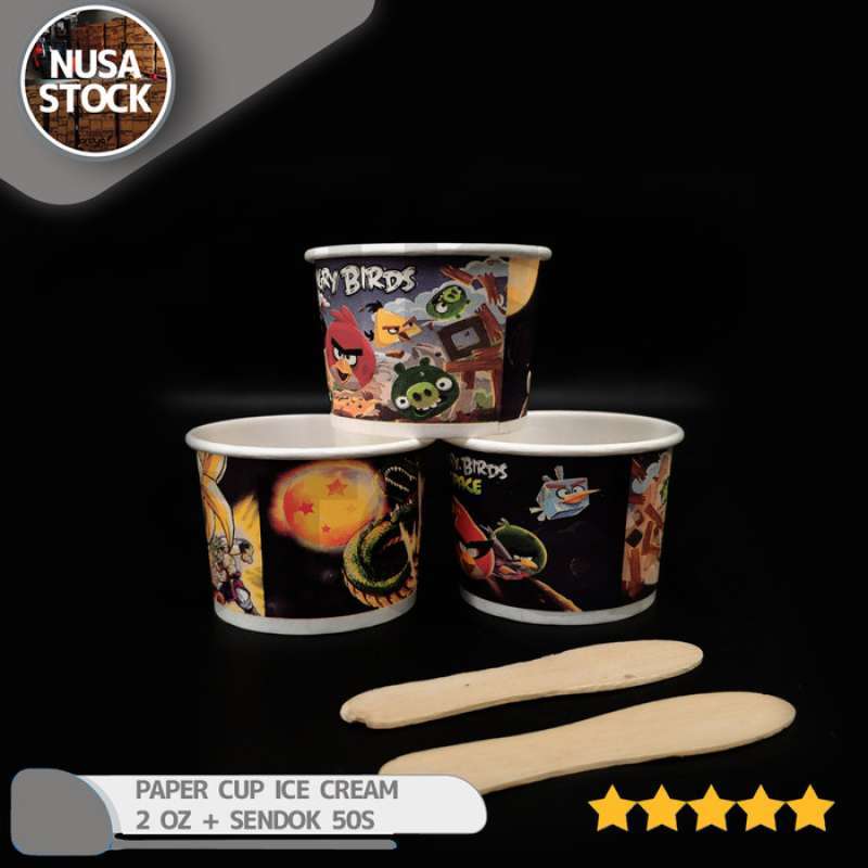 Promo PAPER CUP KERTAS ES ICE CREAM PUDING JELLY 2 OZ 65 ML + SENDOK 50 ...