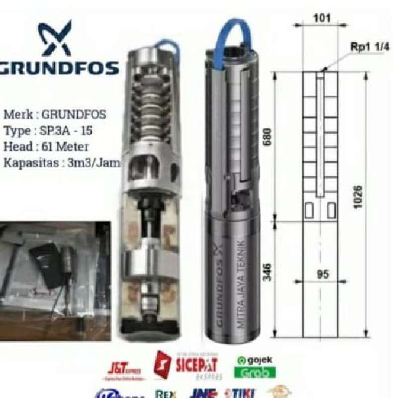 Jual Pompa sumur dalam Grundfos SP.3A-15 1,1KW 220V Pompa Submersible ...