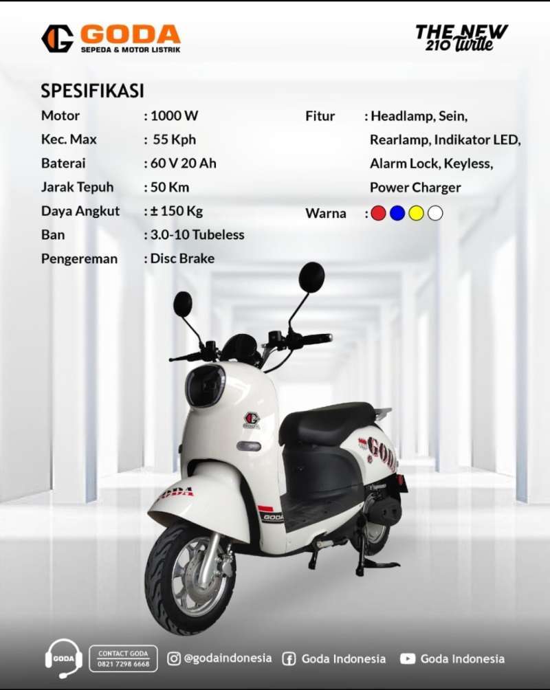 Jual Sepeda Motor Listrik Goda New Turtle 210 - Merah di Seller Rossy ...