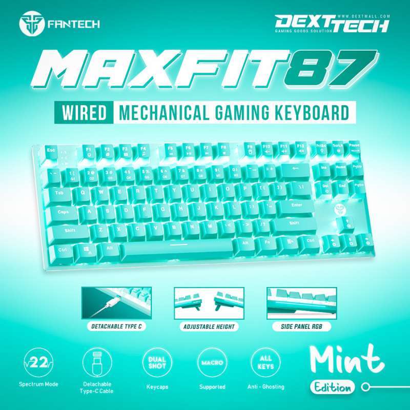 Jual Fantech MAXFIT87 MK856 TKL Mint Edition Mechanical Gaming Keyboard ...