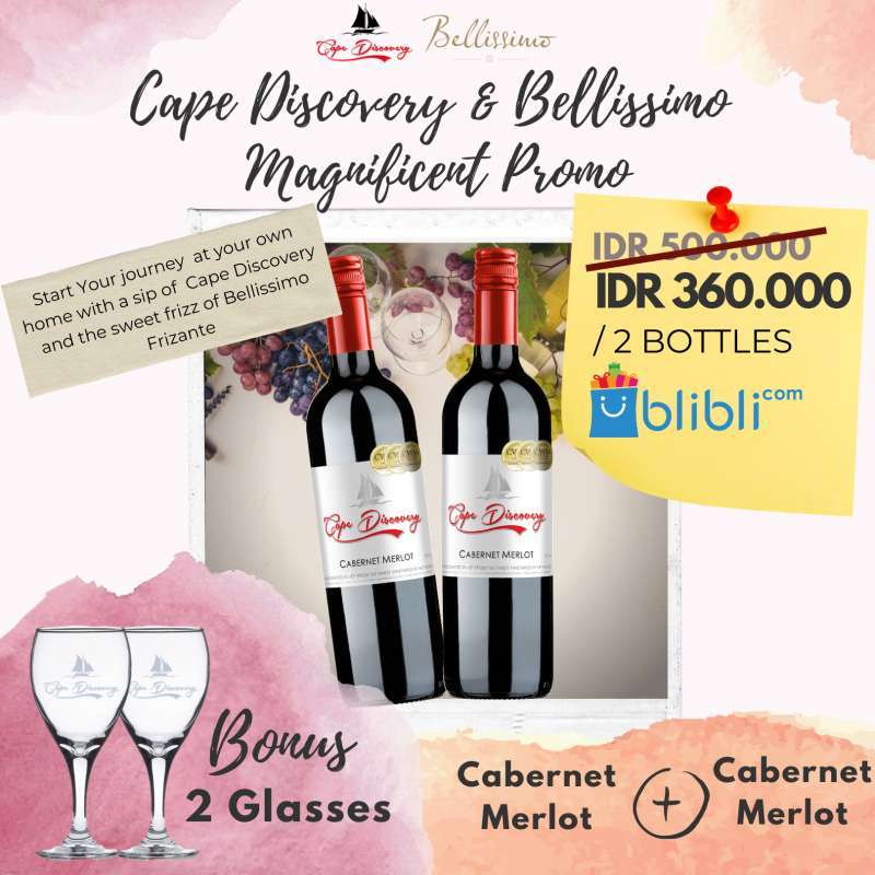 Jual Cape Discovery Margaret River Cabernet Merlot 2 Botol + Free 2 ...