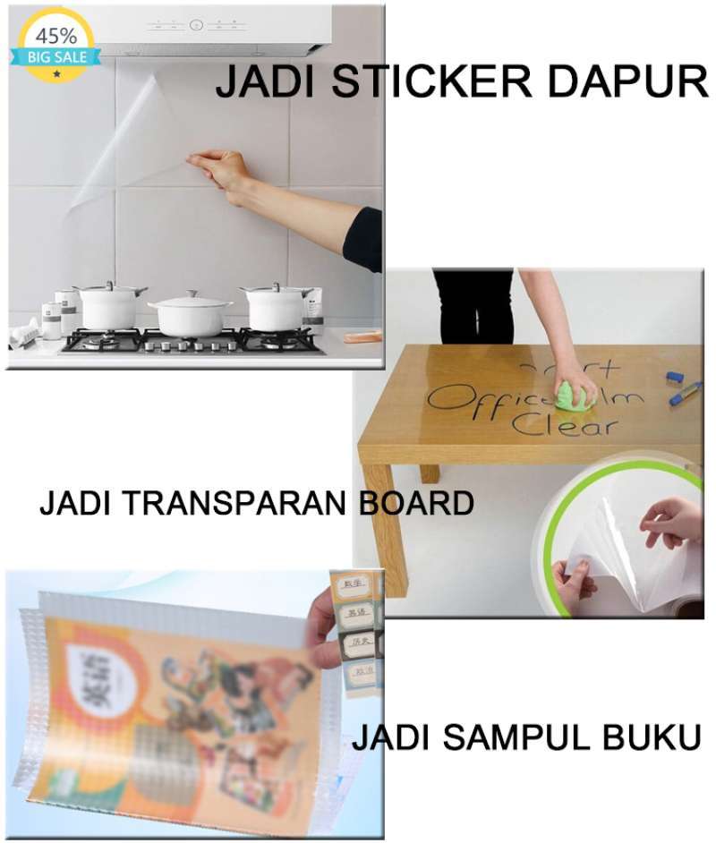 Jual SAMHEZ 5M STICKER TRANSPARAN SERBAGUNA ANTI MINYAK DAPUR PAPAN ...