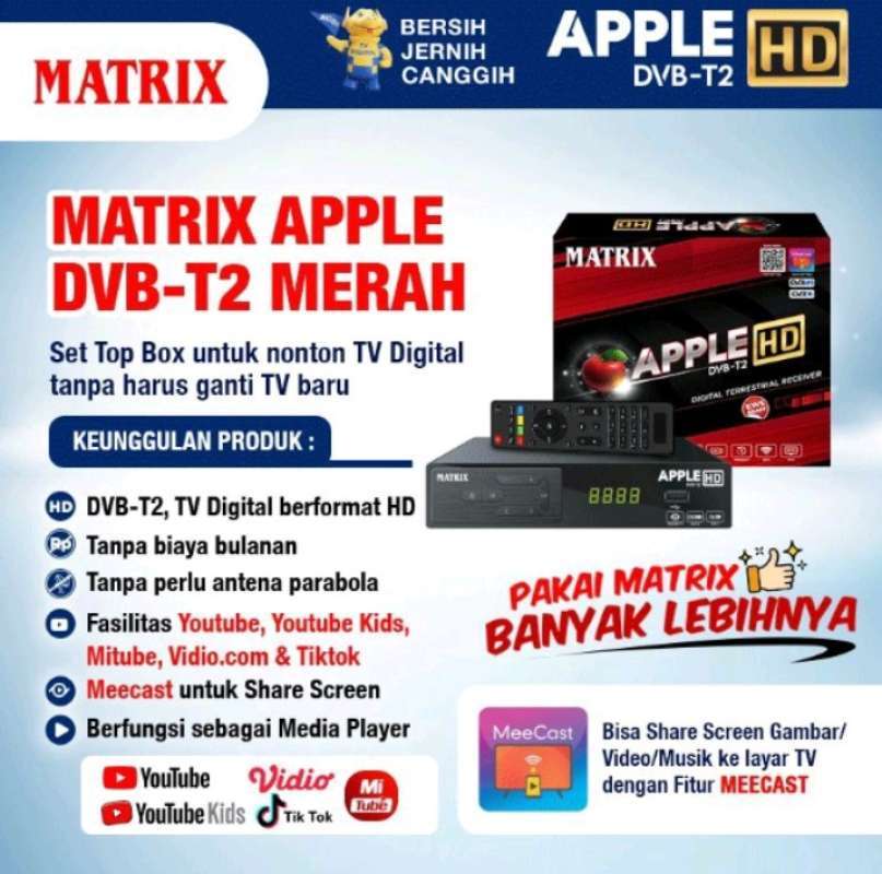 Promo Set Top Box Stb Tv Digital Dvbt2 Matrix Apple Hd Red Dvb-t2 ...