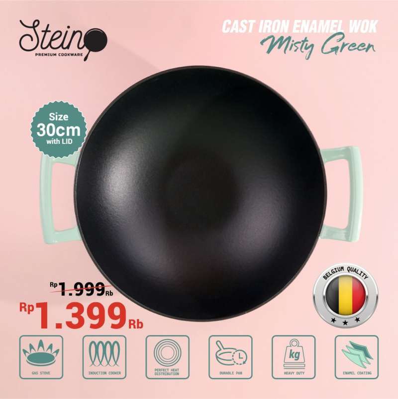 Jual Steincookware Stein Cast Iron Enamel Wok 30 Cm | Inner Coating ...