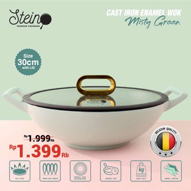 Jual Steincookware Stein Cast Iron Enamel Wok 30 Cm | Inner Coating ...