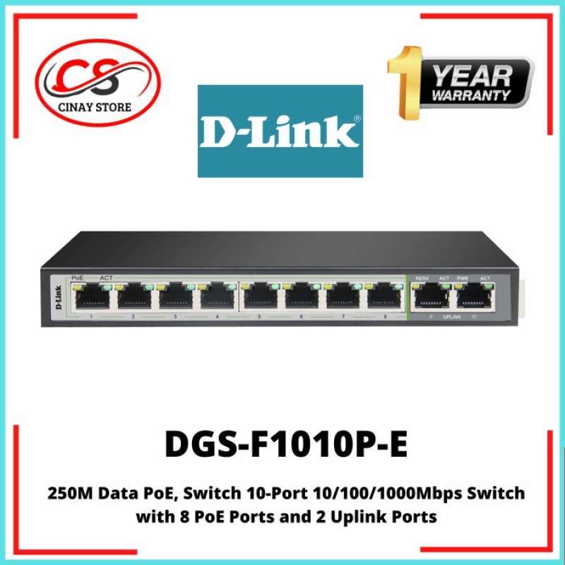 Jual D-link Dgs-f1010p-e 250m Data Poe Switch Gigabit 8 Port Dan 2 ...