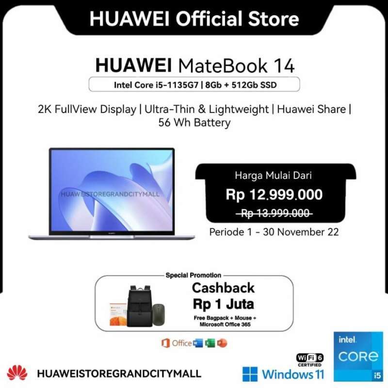 Jual Huawei Matebook 14 I511 Di Seller Huawei Experience Store - Solo - Huawei Store The Park ...