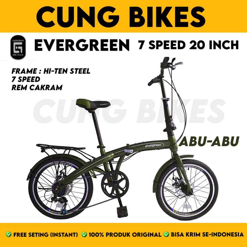 Promo Sepeda Lipat 20 inch Evergreen Folding Bike single dan 7 speed ...