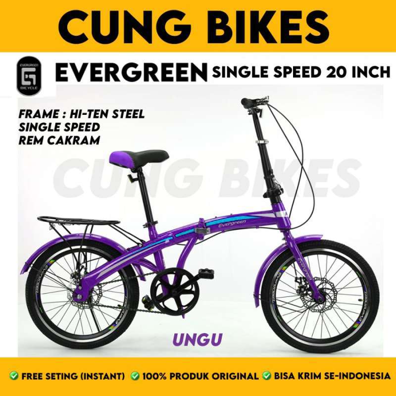 Promo Sepeda Lipat 20 Inch Evergreen Folding Bike Single Dan 7 Speed ...