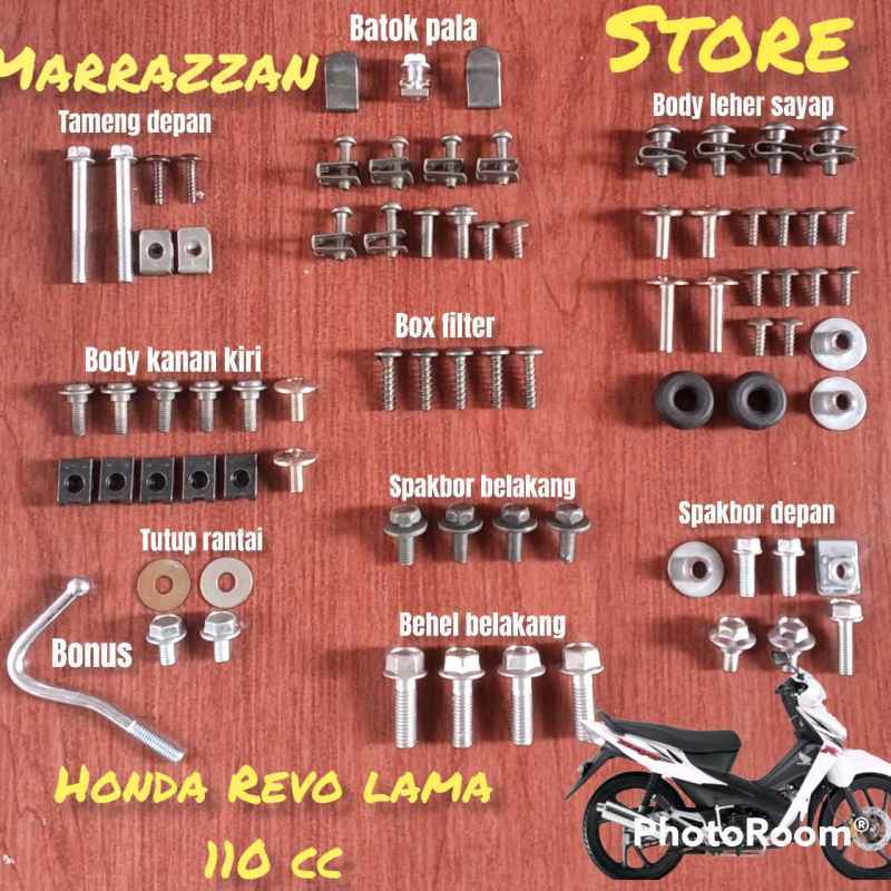 Promo Baut fullset body Honda Revo 100cc Diskon 18% di Seller marrazzan ...