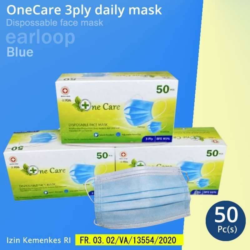 Promo Masker Earloop Mask 3 Ply Grade Izin BNPB Isi 50 biru Diskon 16% ...
