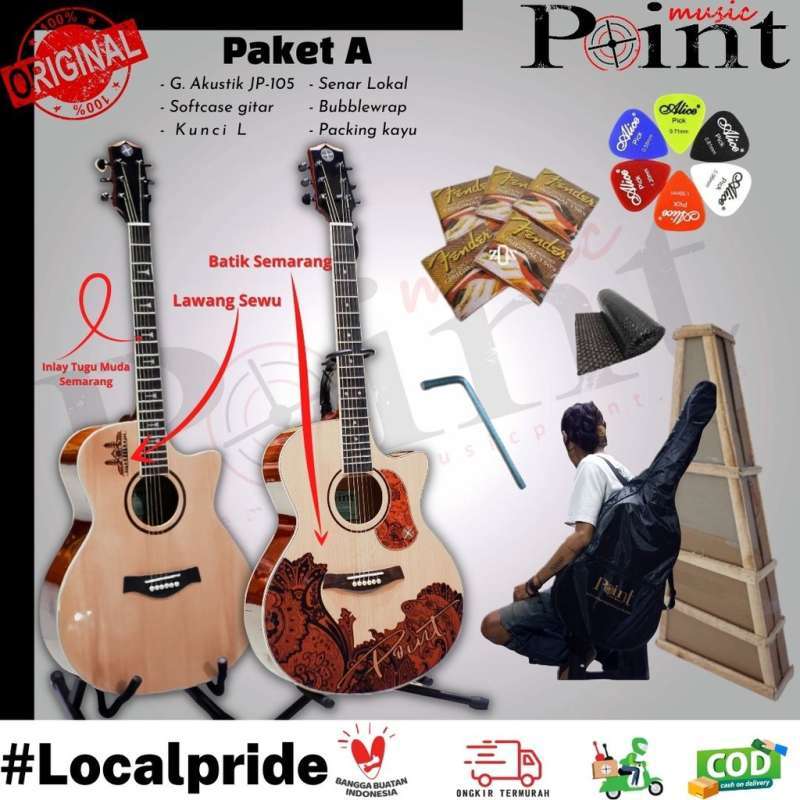 Jual Alat Musik Gitar Jumbo Akustik Elektrik JP - 105 Original Signature Kota Semarang // Local ...