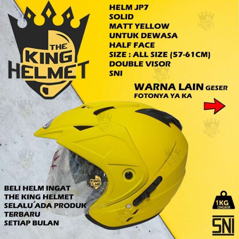 Jual HELM JP 7 SNI Dewasa Polos DOUBLE VISOR HALF FACE jp7 double kaca ...