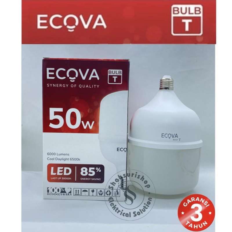 Jual Led Bulb Ecova Jumbo 50watt 50 Watt T Series Garansi 3 Tahun Sni - Putih - Tanpa Buble Di ...
