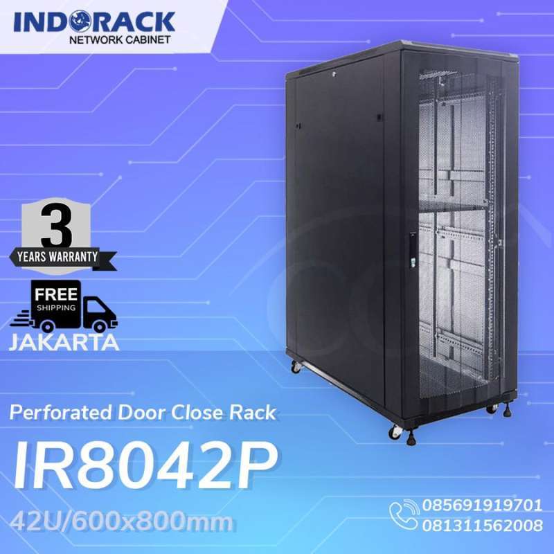 Jual INDORACK CLOSE RACK 42U DEPTH 800MM PERFORATED DOOR - IR8042P di ...