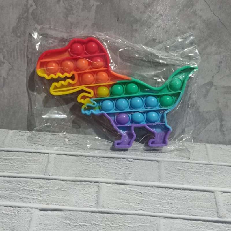 Promo POP IT FIDGET TOY DINO RAINBOW BUBBLE PUSH DINOSAURUS RAINBOW ...
