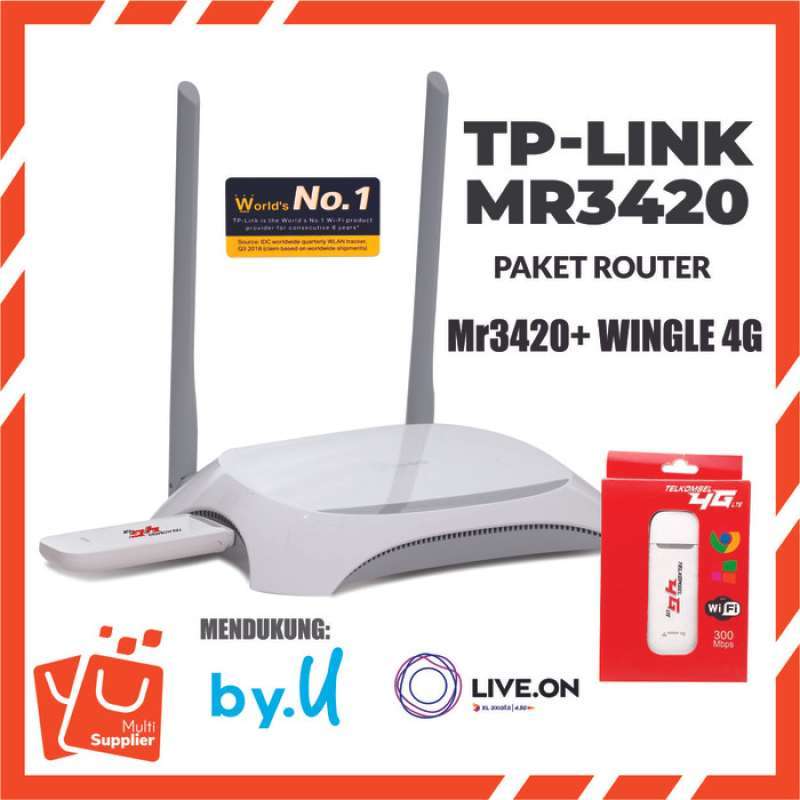 Jual Paket Hotspot Tp Link Tl Mr3420 Dan Modem Wingle 4G Lte Usb Modem di Seller PISCES COMP ...
