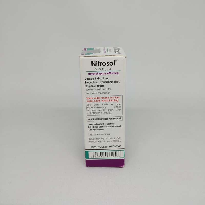 Promo [IMPORT] NITROSOL Sublingual Aerosol Spray 400 mcg Vasodilator ...