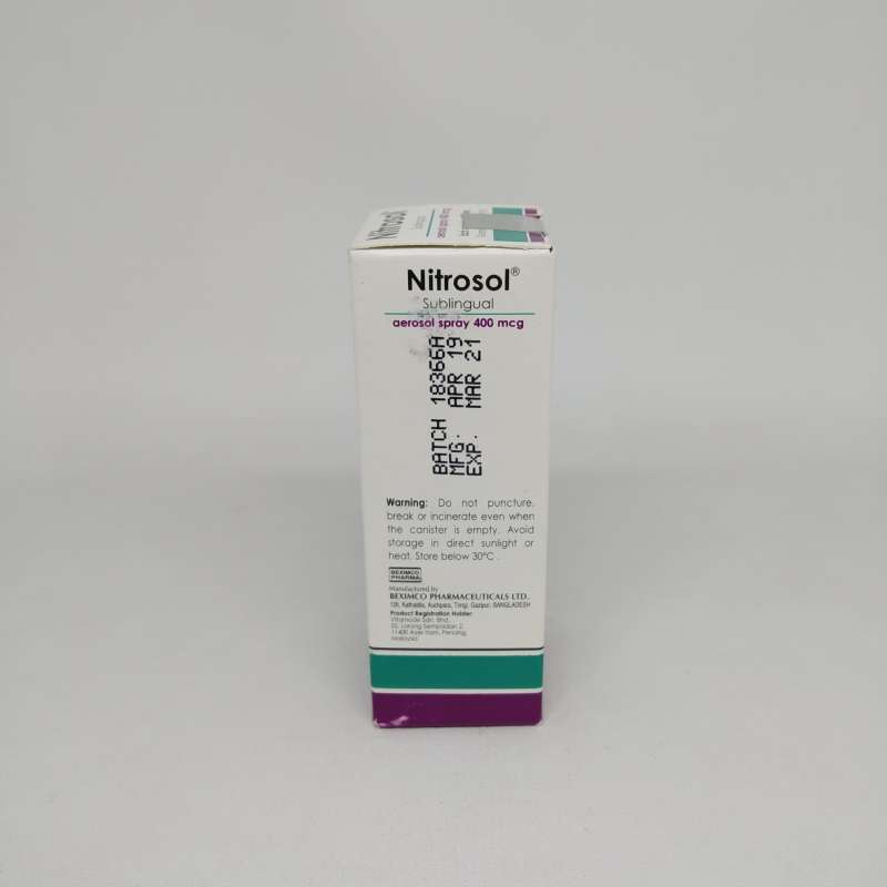 Promo [IMPORT] NITROSOL Sublingual Aerosol Spray 400 mcg Vasodilator ...