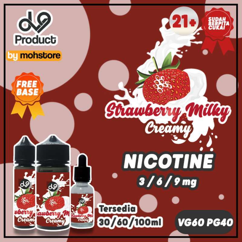 Promo Liquid Vape Dv9 Strawberry Milky Creamy Freebase nicotine MOD POD ...