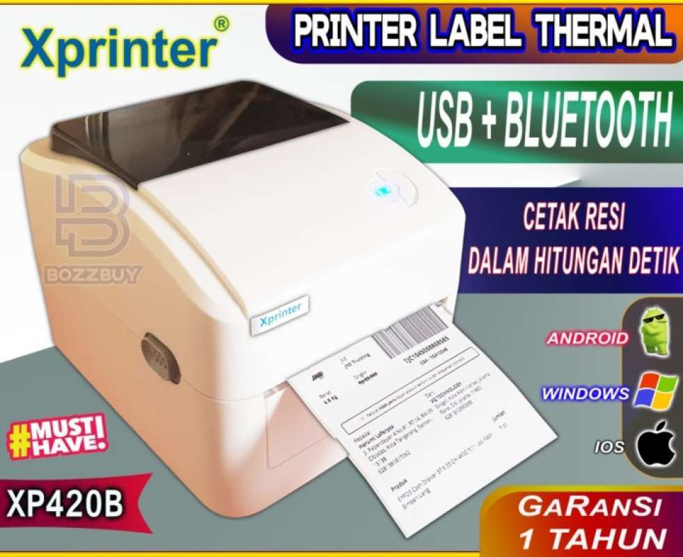 Promo Printer Barcode Thermal Label Resi XPRINTER XP-420B Bluetooth ...