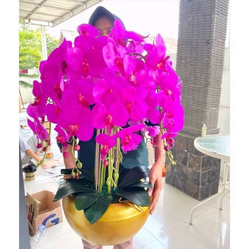 Jual VAS RANGKAIAN BUNGA ANGGREK latex PREMIUM Vas viber 8 tangkai ...