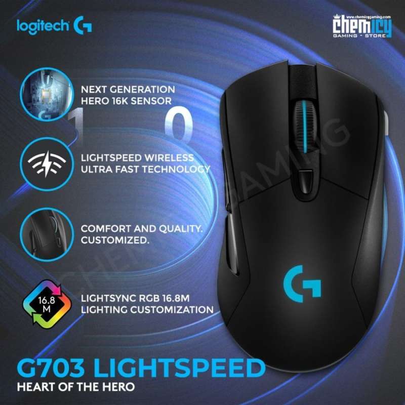 Jual Logitech G703 HERO 16K Lightspeed Wireless Gaming Mouse di Seller Chemicy Gaming - Kota ...