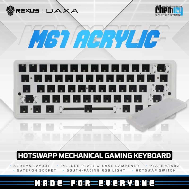 Jual Rexus Daxa M61 Acrylic Barebone RGB Mechanical Gaming Keyboard di Seller Chemicy Gaming ...