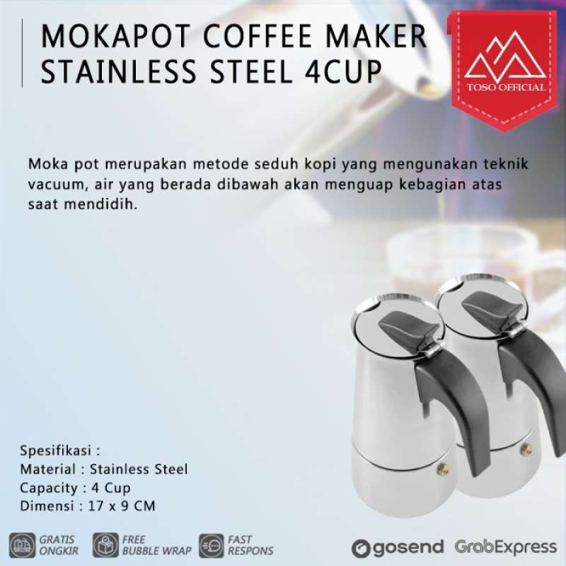 Promo Moka Pot Stainless 4 Cup Mokapot Espresso Coffee Maker Pembuat ...