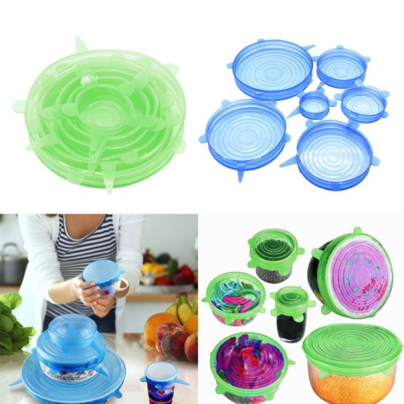 Jual 2 Expandable Reusable Silicone Lids With Expandable Round Lid di ...