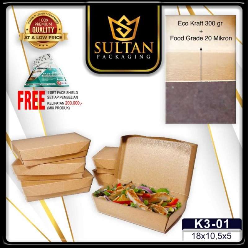 Jual PAPER LUNCH BOX|KRAFT|IVORY|FOODGRADE|KOTAK MAKANAN|NASI|PE|K3-B8 ...