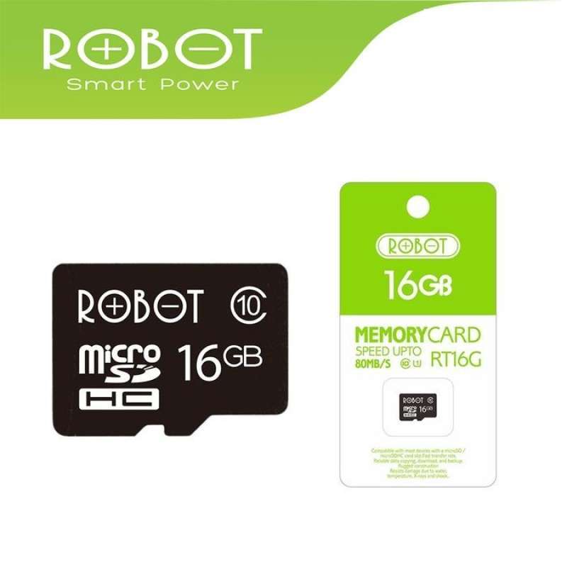 Promo Robot Memory Card Micro Sd 16gb 80mbps Class 10 With Package ...