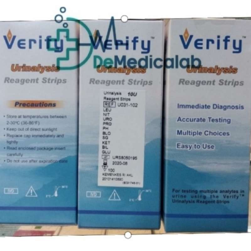 Jual Verify Urinalysis Reagent Strips 10P 10 Parameter Test Urine Urin ...