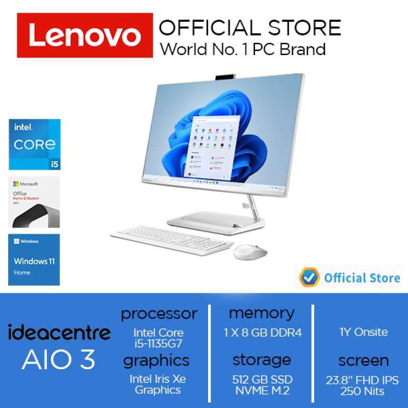 Promo Lenovo IdeaCentre AIO 3 24ITL6 Core i5-1135G7 8GB 512SSD Win11 ...