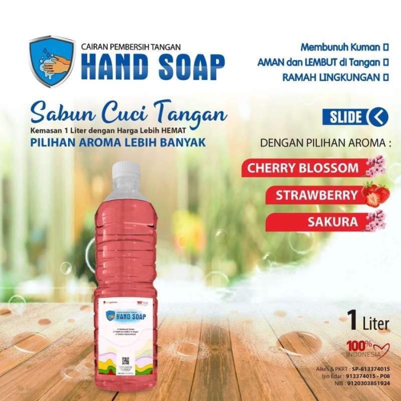Jual Hand Soap Sabun Cuci Tangan Kemasan 1 LIter Botol PET - Aroma Buah ...