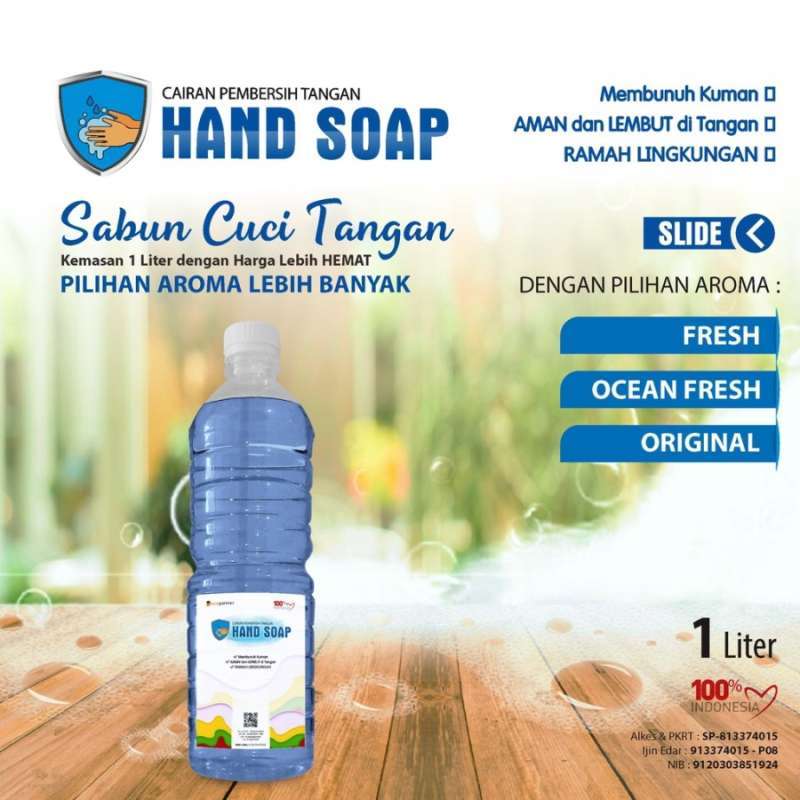 Jual Hand Soap Sabun Cuci Tangan Kemasan 1 LIter Botol PET - Aroma Buah ...