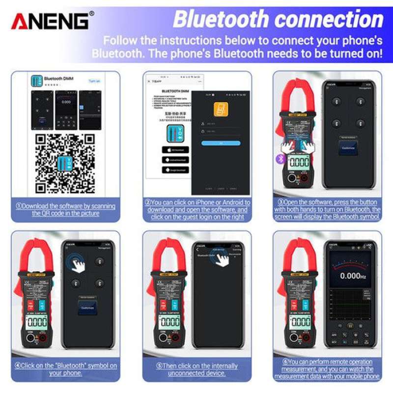 Jual Aneng St207 Bluetooth Digital Smart Clamp Multimeter Tang Ampere Clamp Di Seller Umar Store ...