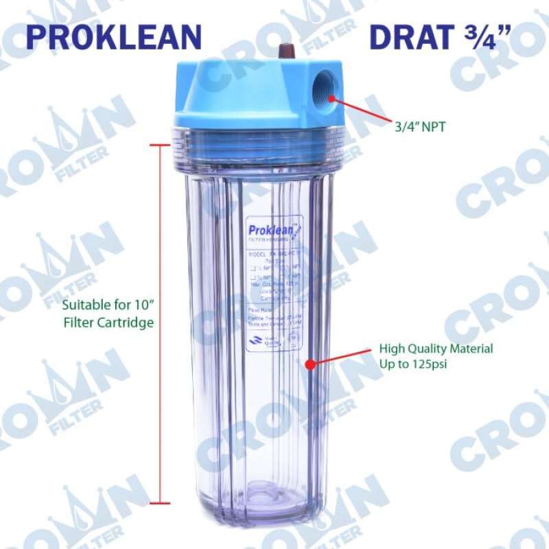 Jual Baru [proklean] Housing Filter Air 10 Inch Drat 3/4 - Housing Only ...